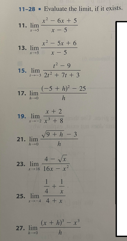 Solved 11-28 - Evaluate the limit, if it exists. x² - 6x + 5 | Chegg.com