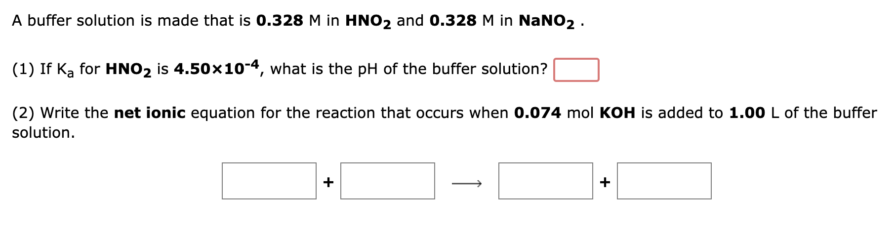 Solved A buffer solution is made that is 0.328M in HNO2 and | Chegg.com
