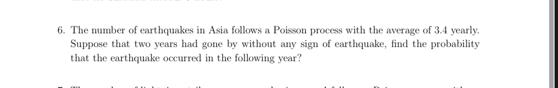 Solved 6. ﻿The number of earthquakes in Asia follows a | Chegg.com