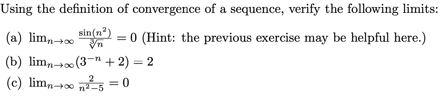 Solved Using the definition of convergence of a sequence, | Chegg.com