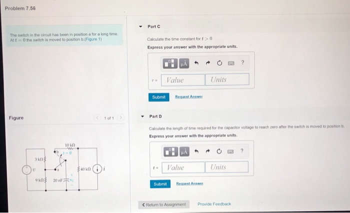 Solved CChapter 7 Homework Problem 7.56 Part A The switch in | Chegg.com