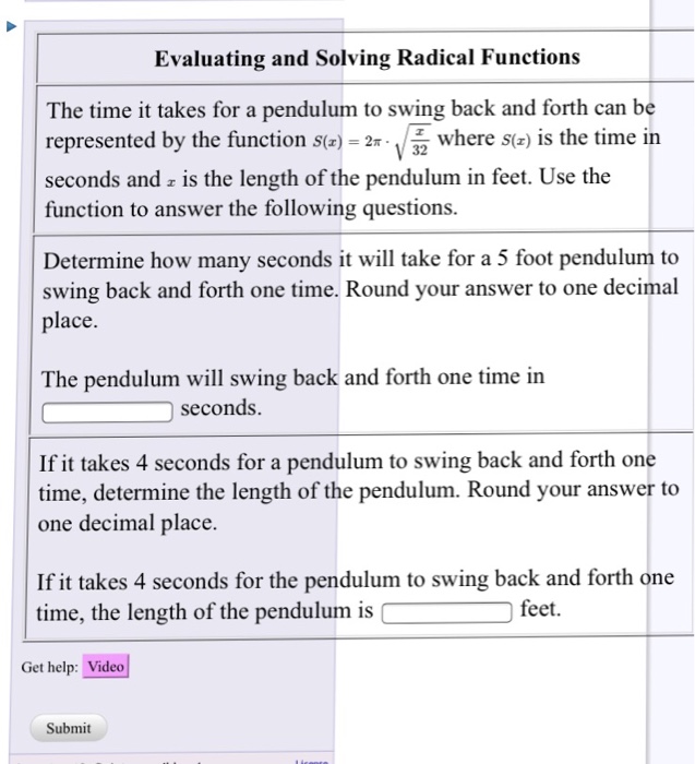 Solved Evaluating and Solving Radical Functions The time it | Chegg.com