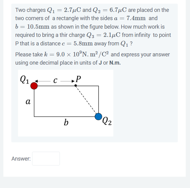 Solved Two charges Q1=2.7μC and Q2=6.7μC are placed on the | Chegg.com