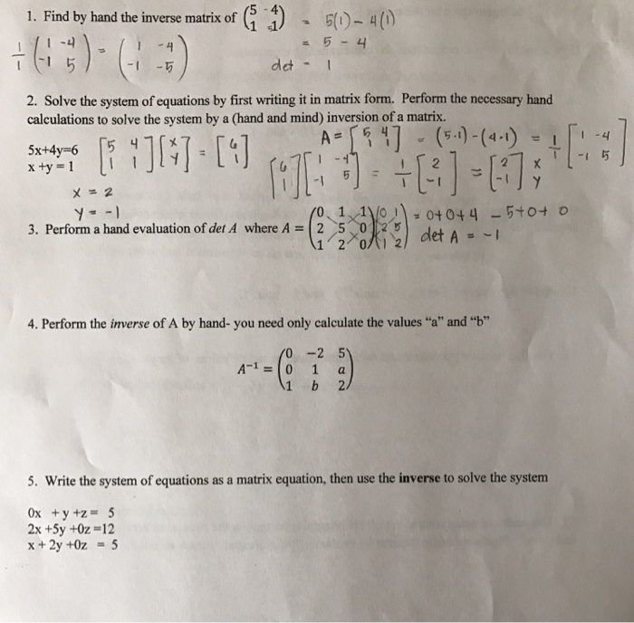 Solved Find by hand the inverse matrix of Solve the system | Chegg.com