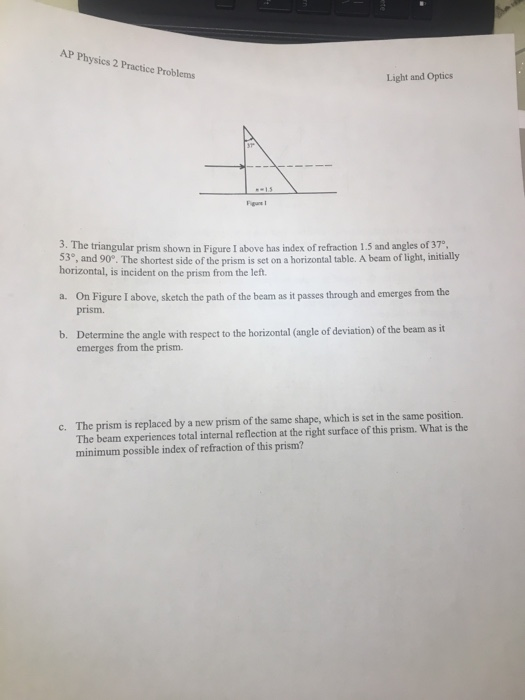 Solved AP Physics 2 Practice Problems Light and Optics 3. | Chegg.com