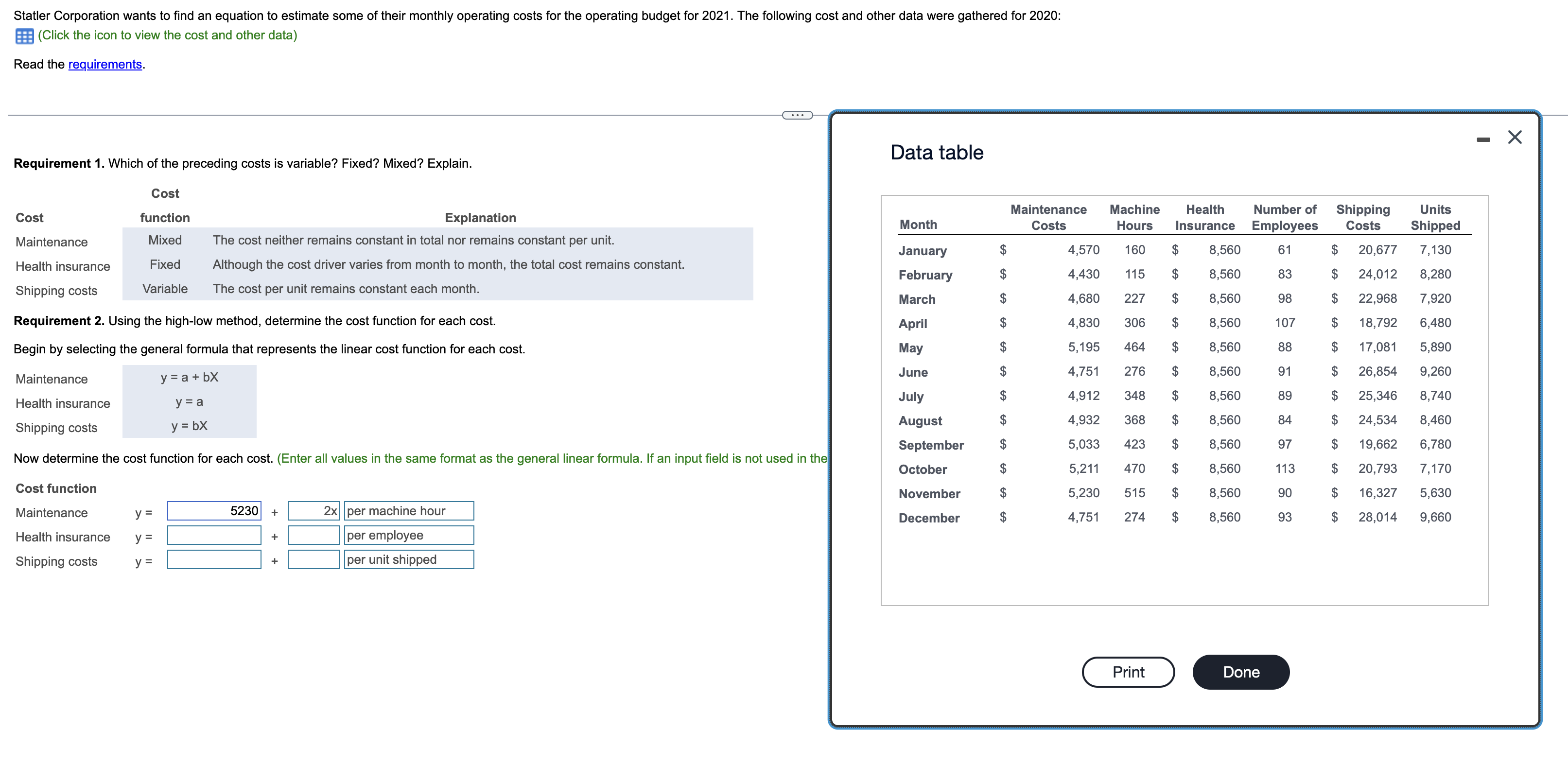 Solved Now determine the cost function for each cost. | Chegg.com