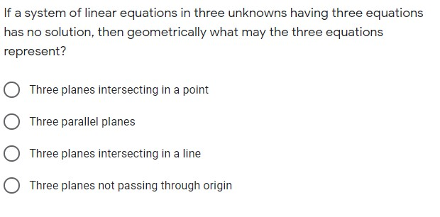 Solved If a system of linear equations in three unknowns | Chegg.com