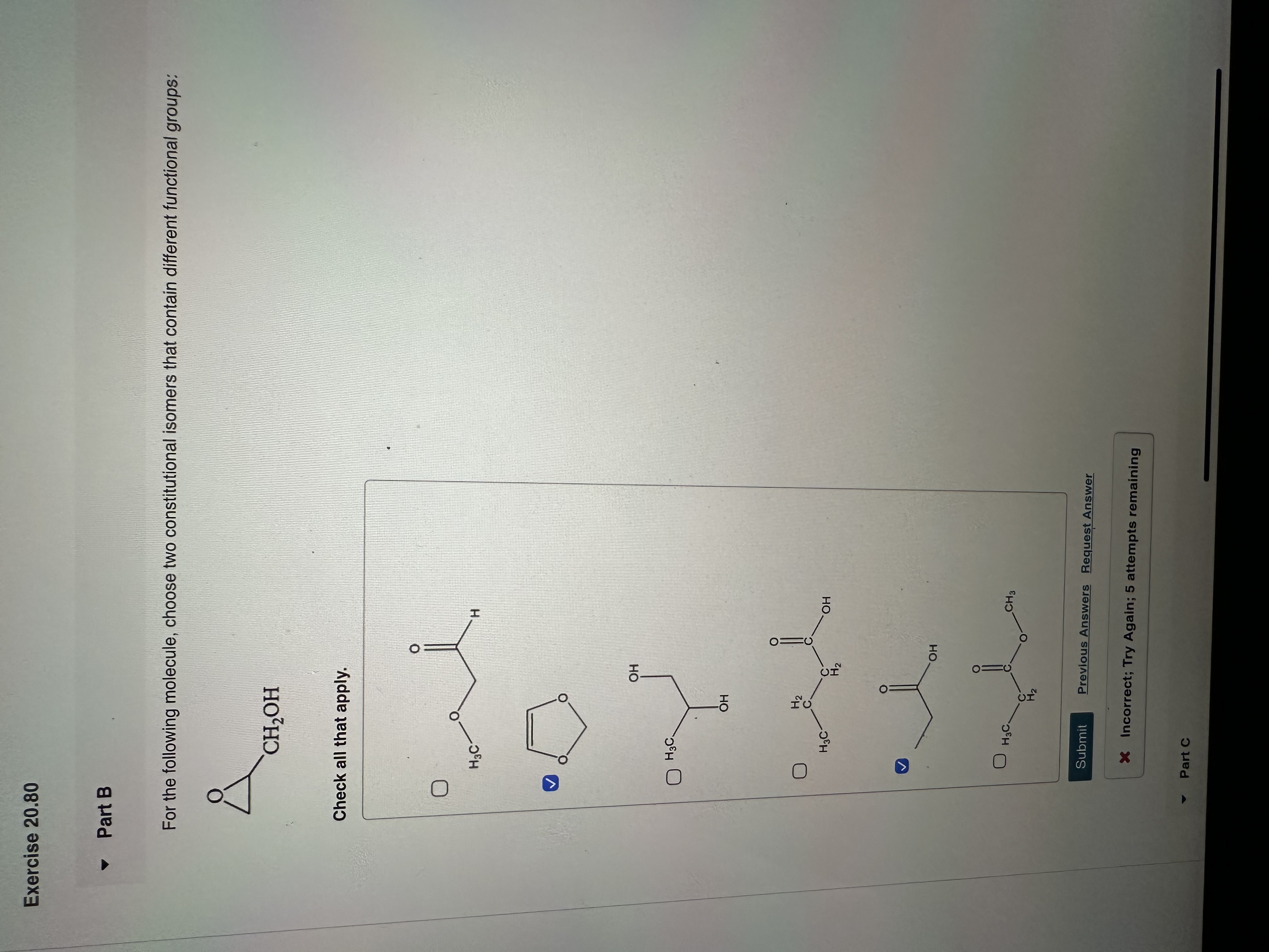 Solved Part Bfor The Following Molecule Choose Two 