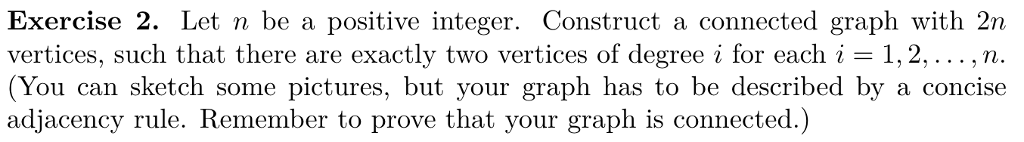 Solved Exercise 2. Let n be a positive integer. Construct | Chegg.com