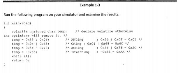 Solved For Example 1-3, the code that displays all temp | Chegg.com