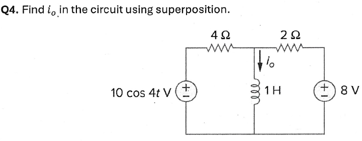 Solved Q4. ﻿Find io in ﻿the circuit using superposition. | Chegg.com