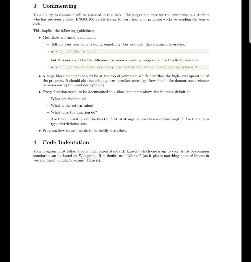 Solved 3 Commenting Your ability to comment will be assessed | Chegg.com