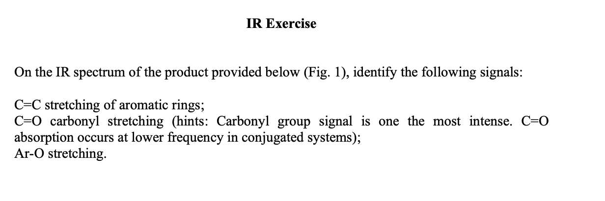 Solved IR Exercise On the IR spectrum of the product | Chegg.com