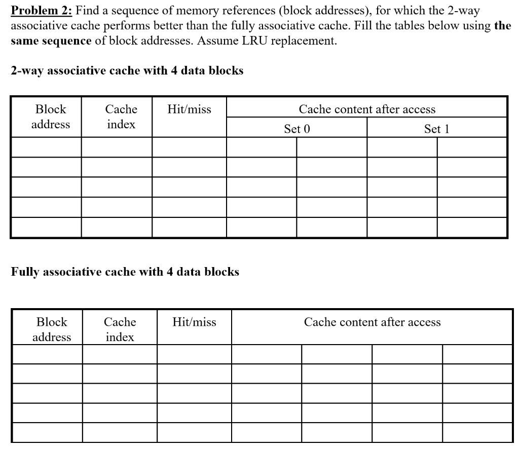 Solved Problem 2: Find a sequence of memory references | Chegg.com