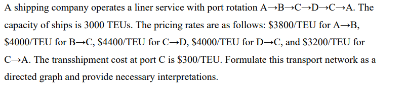 Solved A shipping company operates a liner service with port | Chegg.com