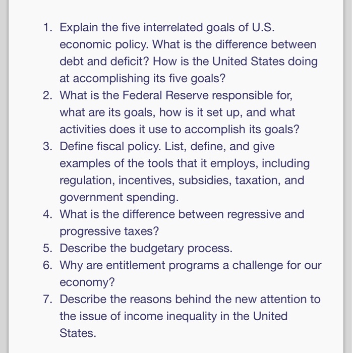 Solved Explain the five interrelated goals of U.S. economic | Chegg.com
