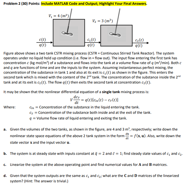 Problem 2 (30) Points: Include MATLAB Code and | Chegg.com