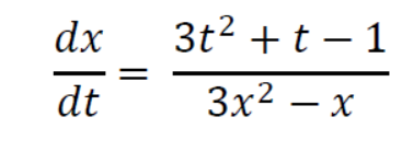 Solved dtdx=3x2−x3t2+t−1 | Chegg.com