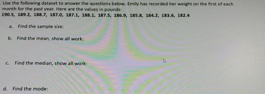 Solved Use the following dataset to answer the questions | Chegg.com