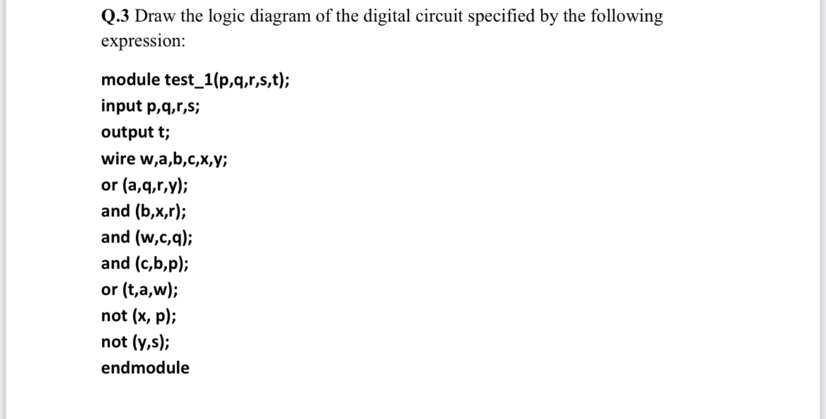 Solved Q.3 Draw the logic diagram of the digital circuit | Chegg.com