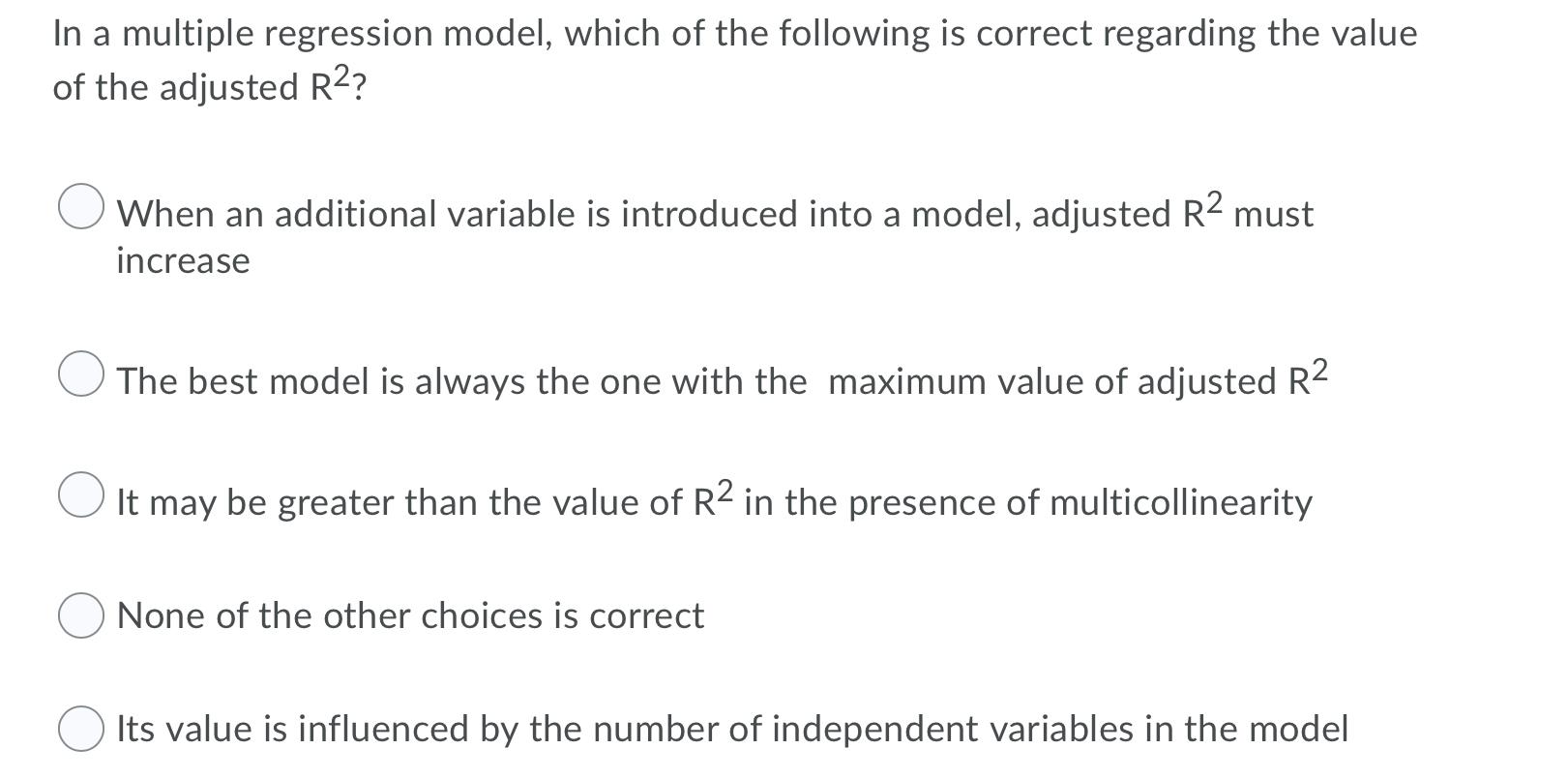 Solved In a multiple regression model, which of the | Chegg.com