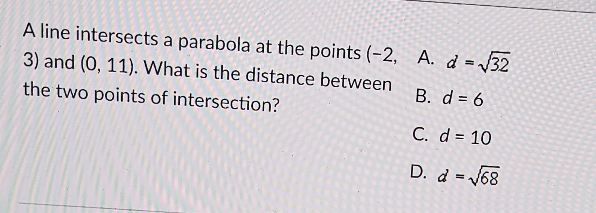 Solved A line intersects a parabola at the points ( -2 ,3 | Chegg.com