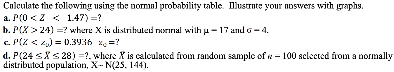 Solved Calculate the following using the normal probability | Chegg.com