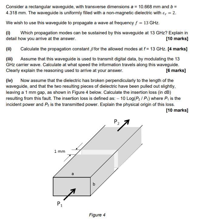 Solved Consider a rectangular waveguide, with transverse | Chegg.com