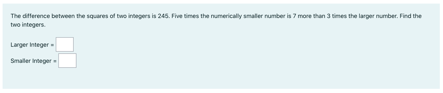 Solved The difference between the squares of two integers is | Chegg.com