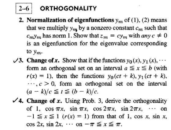 Solved 2. Normalization of eigenfunctions ym of (1), (2) | Chegg.com