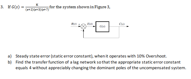 Solved 3. If G(s) K (s+2)(8+3) (s+7) for the system shown in | Chegg.com
