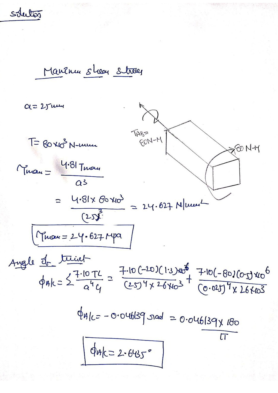 Solved I'm trying to find the maximum shear stress for this | Chegg.com