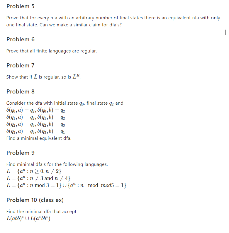 Solved Problem 5 Prove that for every nfa with an arbitrary | Chegg.com