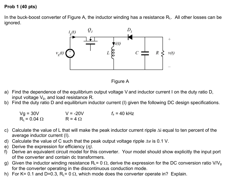 Solved In ﻿the buck-boost converter of ﻿Figure A, ﻿the | Chegg.com