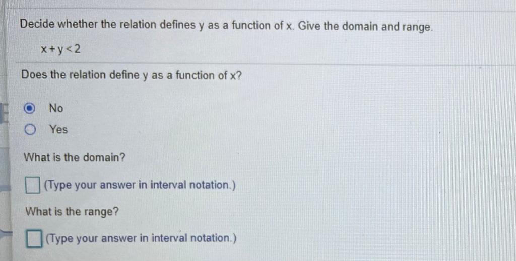 Solved Decide whether the relation defines y as a function | Chegg.com