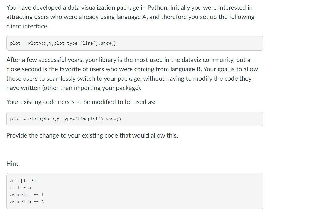 Solved You have developed a data visualization package in | Chegg.com