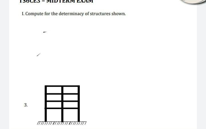 Solved I. Compute for the determinacy of structures shown. | Chegg.com
