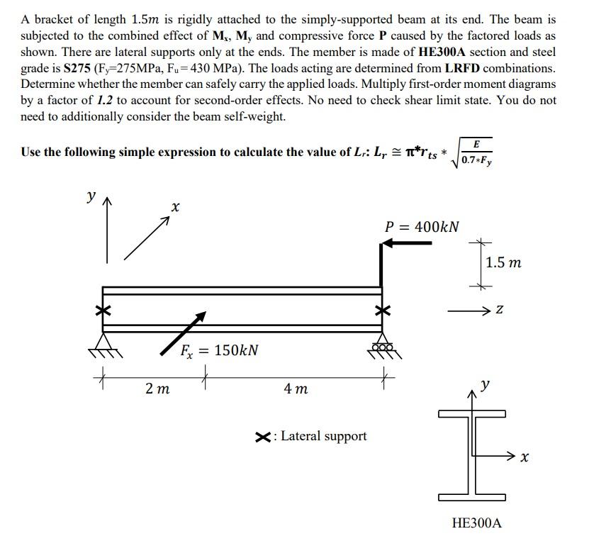 Solved A bracket of length 1.5m is rigidly attached to the | Chegg.com