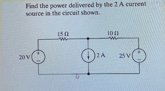 Solved Find the power delivered by the 2 A current source in | Chegg.com