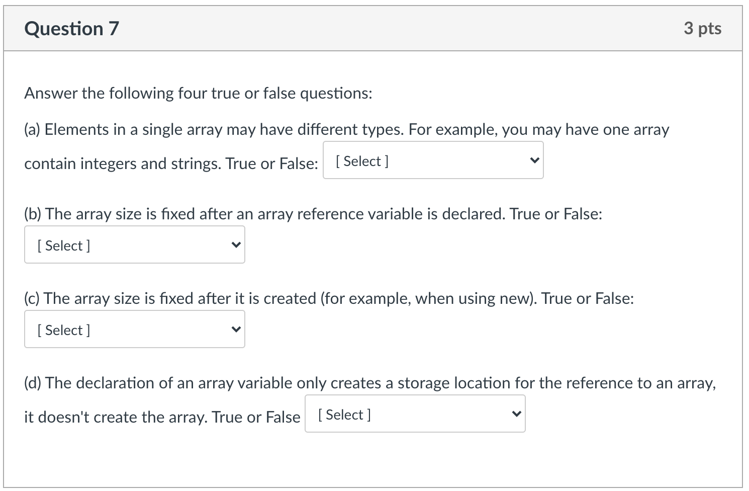 Solved Answer the following four true or false questions: | Chegg.com