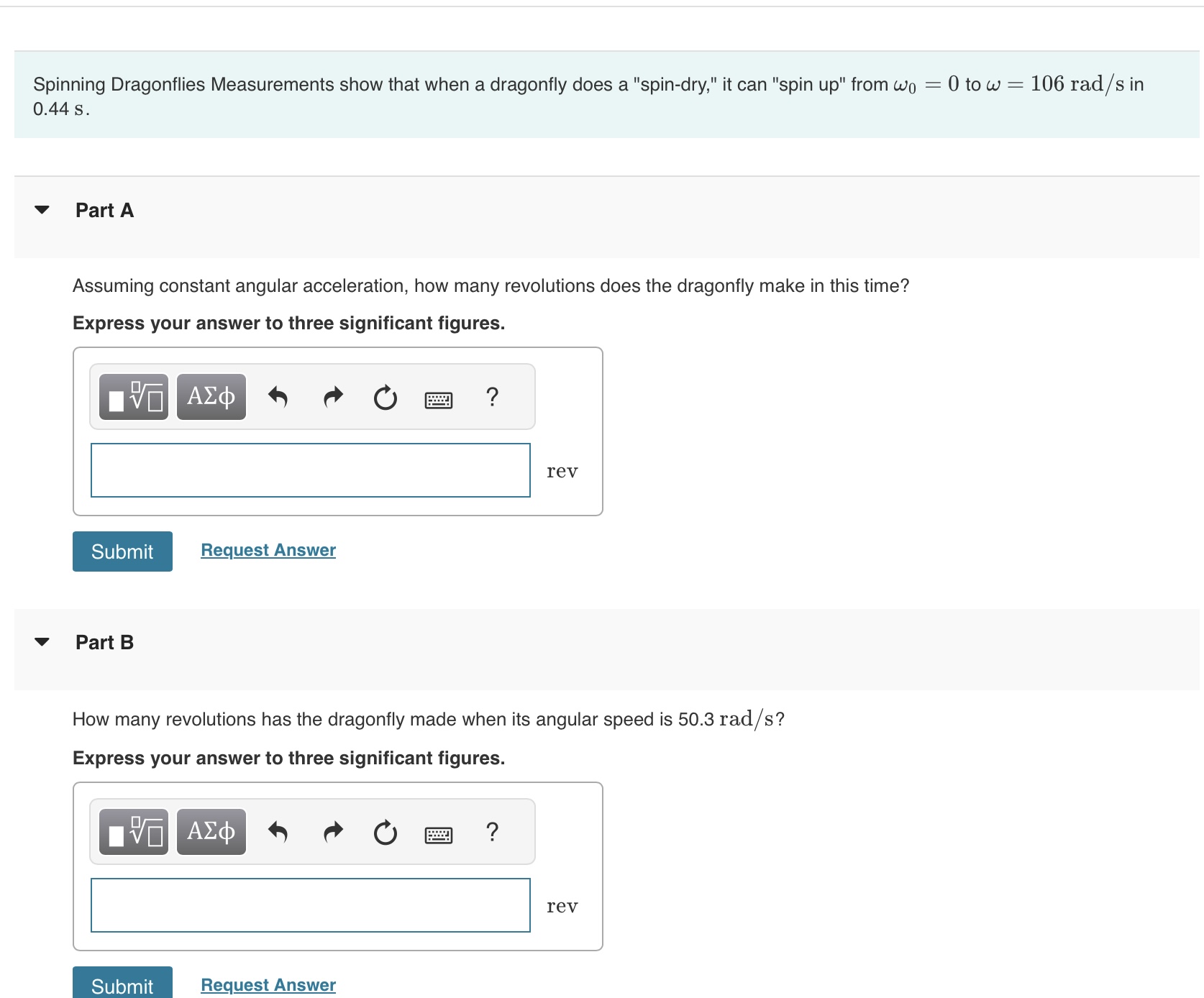 Solved Spinning Dragonflies Measurements show that when a | Chegg.com