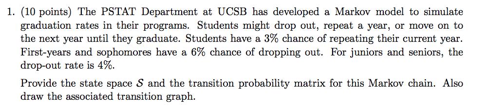 Solved 1. (10 points) The PSTAT Department at UCSB has | Chegg.com