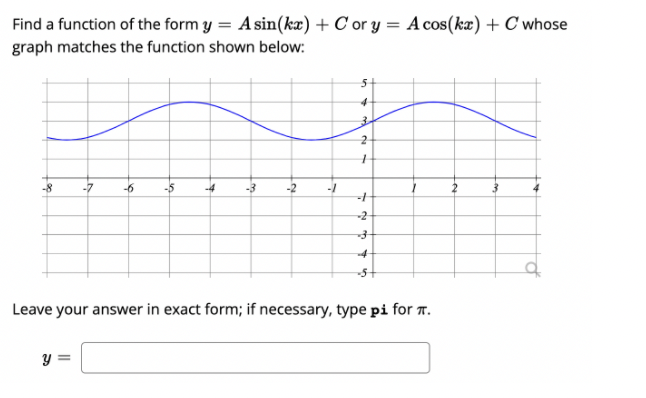 Solved Find a function of the form y = A sin(kx) + Cor y = A | Chegg.com