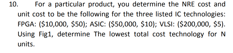 Solved 10. For a particular product, you determine the NRE | Chegg.com