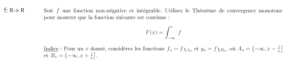 Solved Soif f une fonction non négative et intégrable. | Chegg.com
