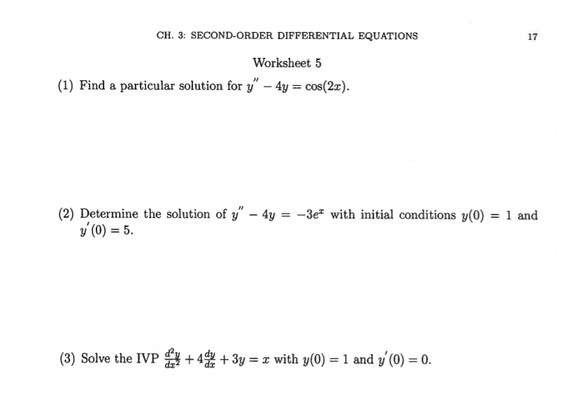 Solved CH. 3: SECOND-ORDER DIFFERENTIAL EQUATIONS 17 | Chegg.com