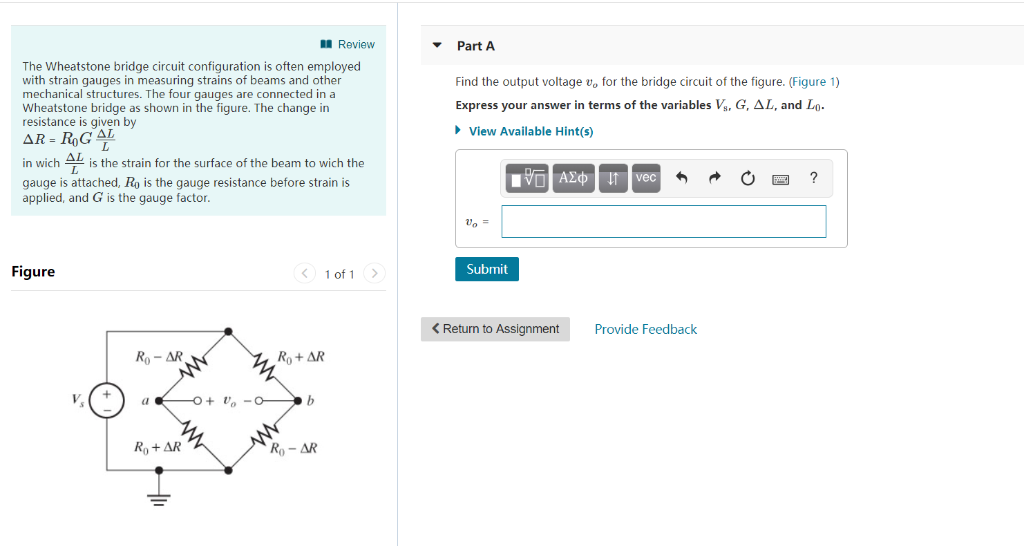 Solved Review Part A The Wheatstone bridge circuit | Chegg.com