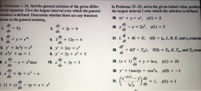 Solved In Problems 1-24, find the general solution of the | Chegg.com