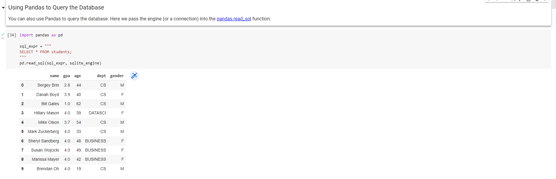 Solved Using Pandas to Query the Database You can also use | Chegg.com