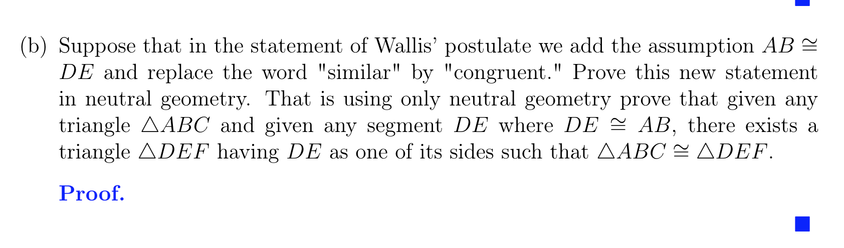 Solved 5.3 (a) Prove that Euclid's fifth postulate implies | Chegg.com